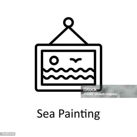 바다 그림 벡터 개요 아이콘 디자인 일러스트 레이 션을 흰색 배경에 배치하십시오 Eps 10 파일 공휴일에 대한 스톡 벡터 아트 및 기타 이미지 Istock