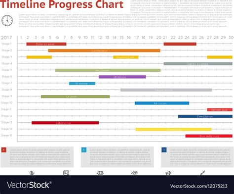 Timeline Progress Graph Gantt Chart Of Royalty Free Vector