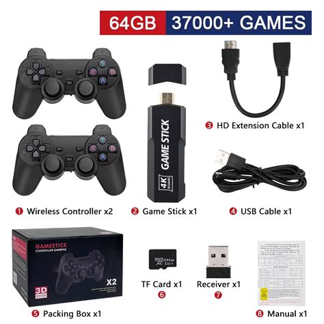 Video Game Console 2 4g Double Wireless Controller Gamepad Game Stick 4k 20000 Games 64gb 32gb