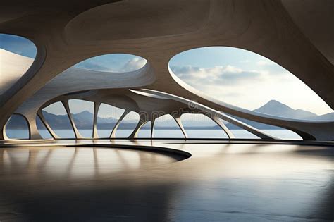 Futuristic Architecture With Fluid Design Organic Shapes And Curved