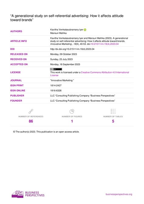 Pdf A Generational Study On Self Referential Advertising How It