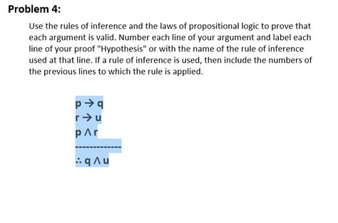 Solved Use The Rules Of Inference And The Laws Of