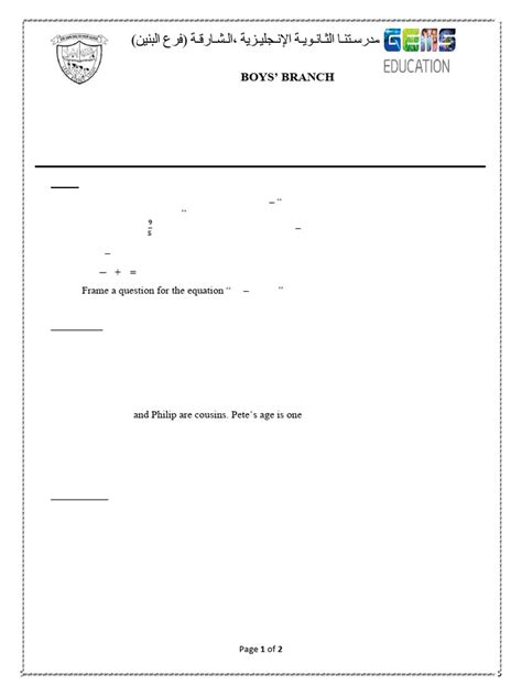 Gr 7 Simple Linear Equation Pdf Elementary Geometry Elementary Mathematics