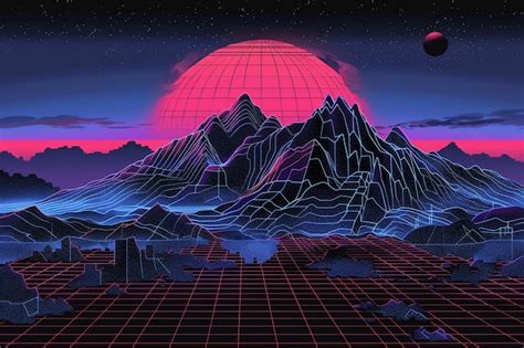 Premium Photo Retro Wave Aesthetic Color Spectrum Artistic Pattern