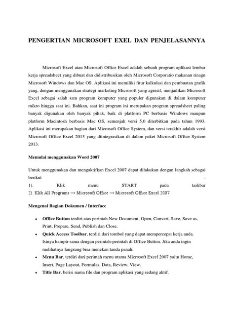 Adoc Pub Pengertian Microsoft Exel Dan Penjelasannya Pdf
