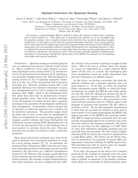 Pdf Optimal Generators For Quantum Sensing
