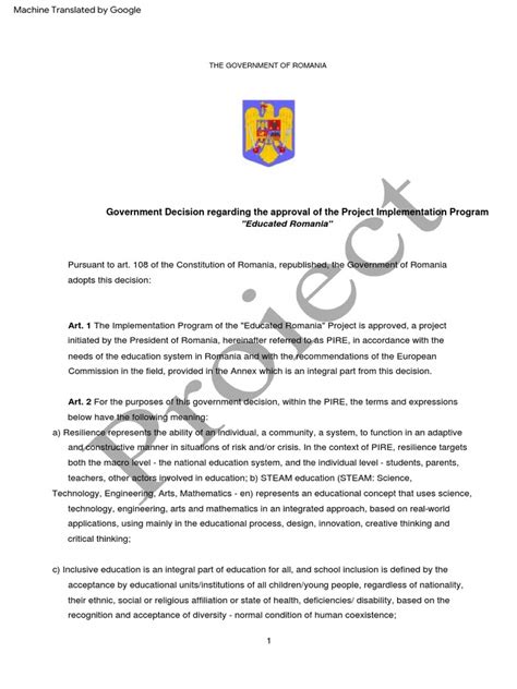 Eng Proiect Hg Program Romania Educata Pdf Download Free Pdf Educational Assessment Governance