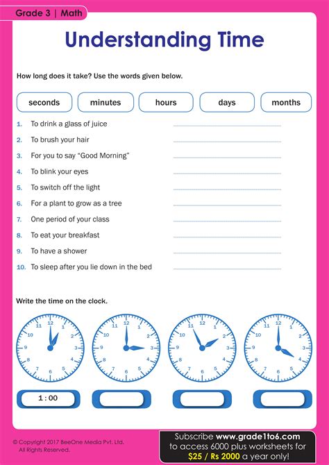 Class 3 Time Worksheets For How Long It Takes