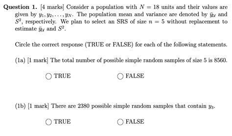 solved question 1 [4 marks] consider a population with n 18