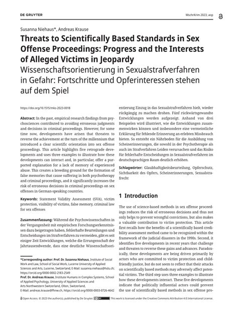Pdf Threats To Scientifically Based Standards In Sex Offense