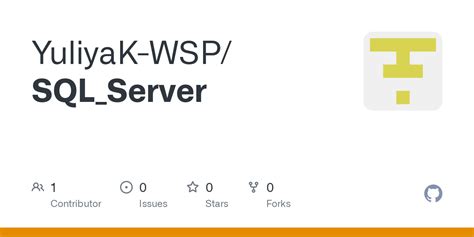 GitHub YuliyaK WSP SQL Server