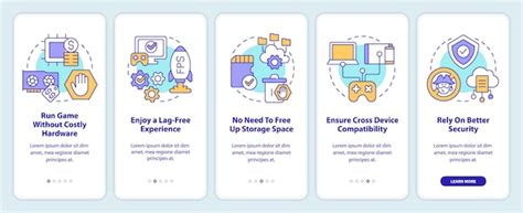 Premium Vector Developments In Cloud Gaming Onboarding Mobile App Screen