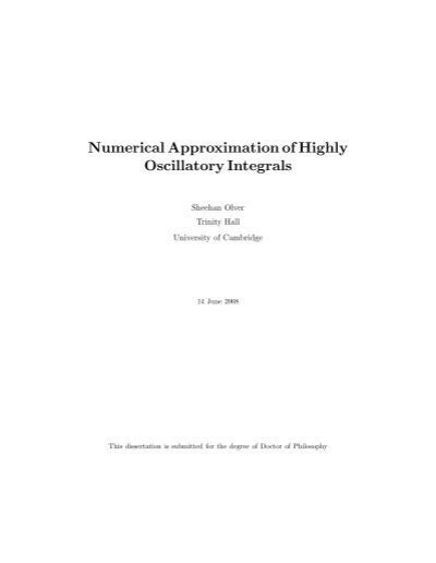 Numerical Approximation Of Highly Oscillatory Integrals