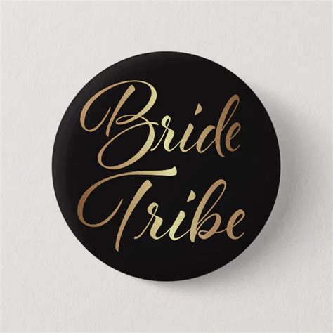 Bride Tribe Bridesmaid Gold Script Buttons Zazzle