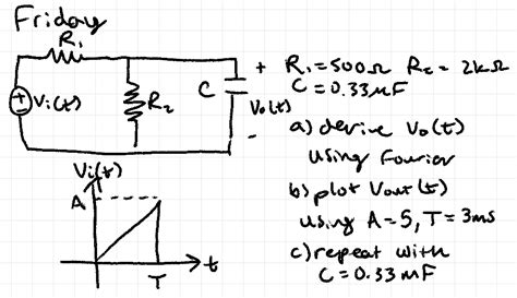 solved find v out given the circuit and input voltage graph