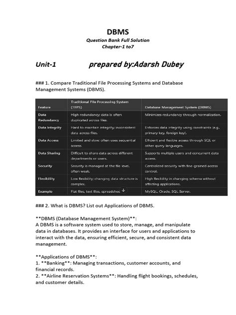 Dbms Question Bank Full Solution Pdf Relational Model Database Index
