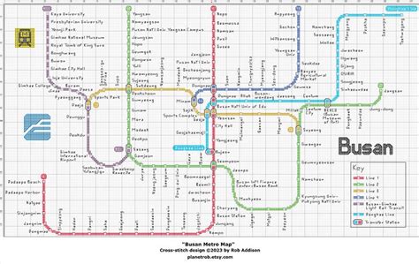 Busan Metro Map Cross Stitch Pattern South Korea Subway Chart Pdf