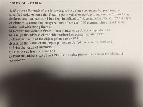 solved show all work 1 5 points for each of the