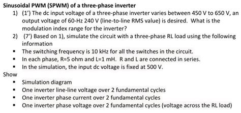 sinusoidal pwm spwm of a three phase inverter 1