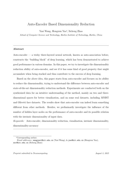 PDF Dimensionality Reduction Strategy Based On Auto Encoder