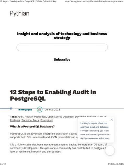 12 Steps To Enabling Audit In Postgresql Pdf Postgre Sql Data