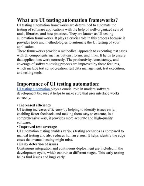 The Ui Testing Of A Automation Frameworks Pdf