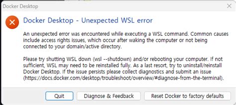 Docker Desktop 실행 오류 해결 Unexpected WSL error
