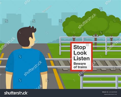 Railroad Safety Tips Rules Close Up Male Stock Vector Royalty Free 2251829569 Shutterstock