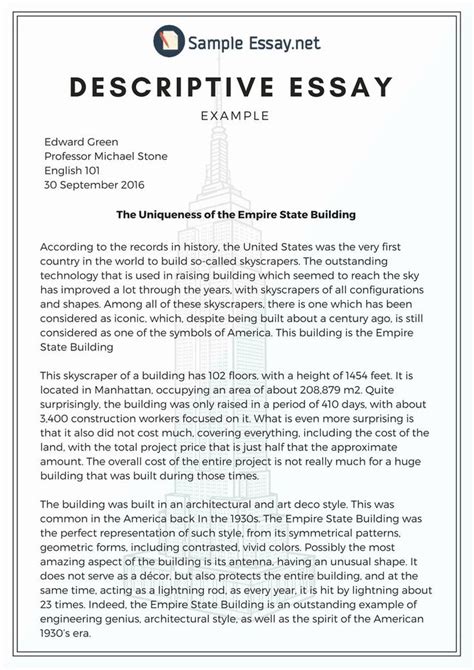 Descriptive Writing Examples