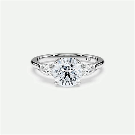 Celina 3 Stone With Pear Side Stones And Pavé Floral Accents Aura
