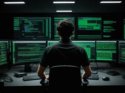 Premium Ai Image Developer Working On Code Late At Night View From
