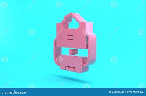 Pink Cloud Database Icon Isolated On Turquoise Blue Background Cloud Computing Concept Stock