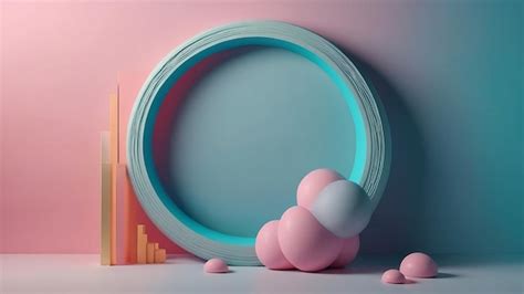 3d Render Gradient Pastel Background With Floating Circler Backgrounds Premium Ai Generated Image