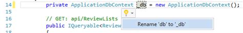 C How Do I Disable Visual Studio Lightbulb When Renaming A Field Stack Overflow