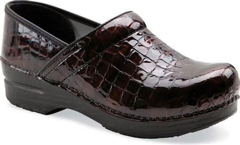 Dansko Professional Clog Crocodile Pattern In Burgundy Synthetic