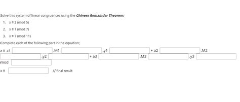 Solved Solve This System Of Linear Congruences Using The