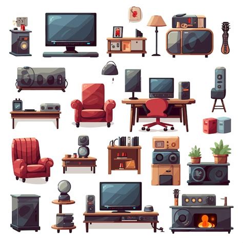 Gamer Room Design Elements Isolated Vector Premium AI Generated Vector