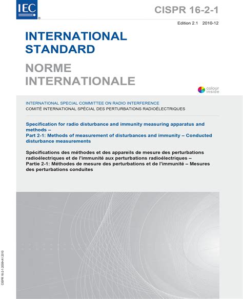 Cispr 16 2 1 Ed 2 1 B 2010 Specification For Radio Disturbance And Immunity Measuring