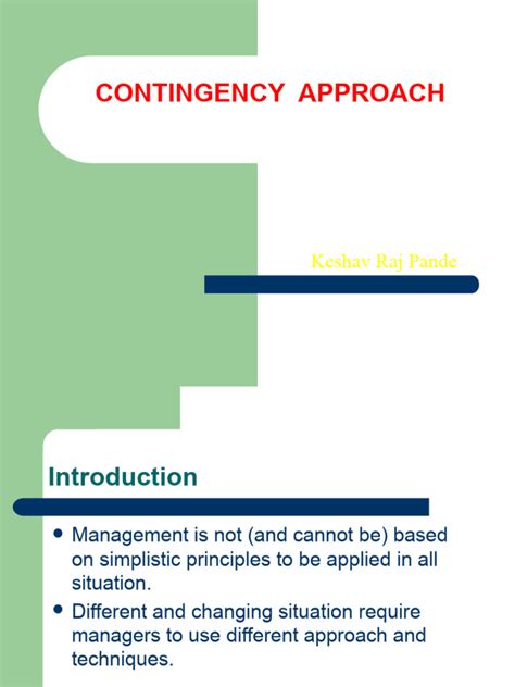 Contingency Approach Pdf Scientific Theories Psychology
