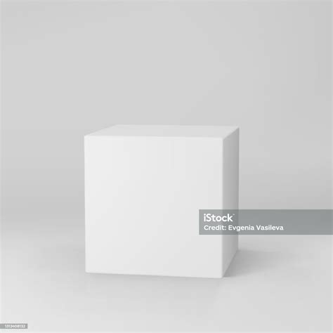 회색 배경에 격리 된 원근이있는 흰색 3d 큐브 조명과 그림자가 있는 3d 모델링 박스 사실적인 벡터 아이콘 3차원 형태에 대한 스톡 벡터 아트 및 기타 이미지 Istock