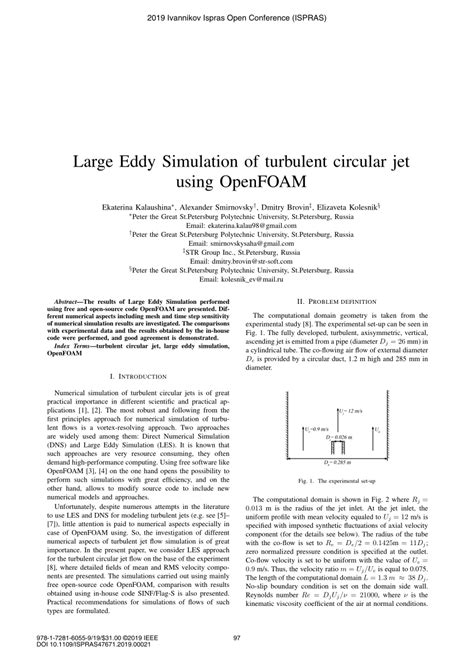 Pdf Large Eddy Simulation Of Turbulent Circular Jet Using Openfoam