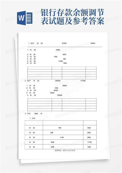 银行存款余额调节表试题及参考答案word模板下载编号qkmnjpao熊猫办公