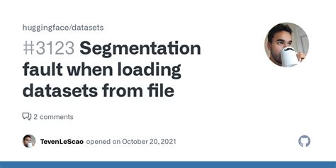 Segmentation Fault When Loading Datasets From File · Issue 3123 · Huggingfacedatasets · Github