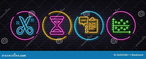 Time Clipboard And Scissors Minimal Line Icons For Web Application Printing Neon Laser 3d