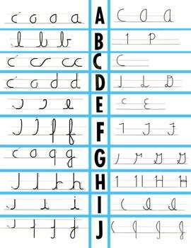 Cursive HWT Handwriting Without Tears Reference Sheets Charts Step By Step