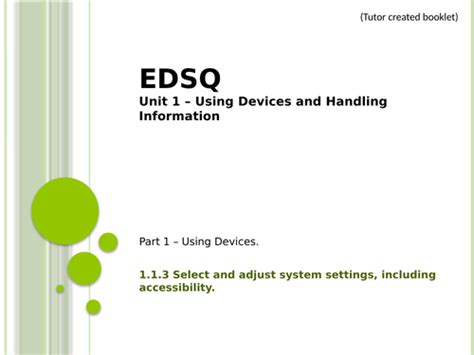 Edsq Using Devices System Settings Accessibility L1 Task Booklet Teaching Resources