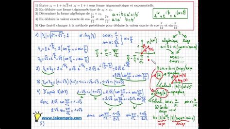 Nombre Complexe Exercice Bac Forme Trigonométrique Exponentielle
