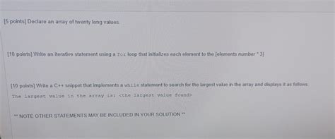 Solved 5 Points Declare An Array Of Twenty Long Values