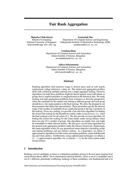 10729 fair rank aggregation fair rank aggregation diptarka