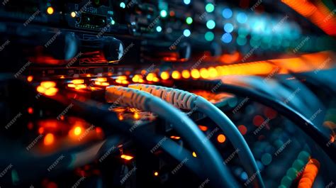 Closeup Of Ethernet Cables Connected To A Server Rack Premium Ai Generated Image